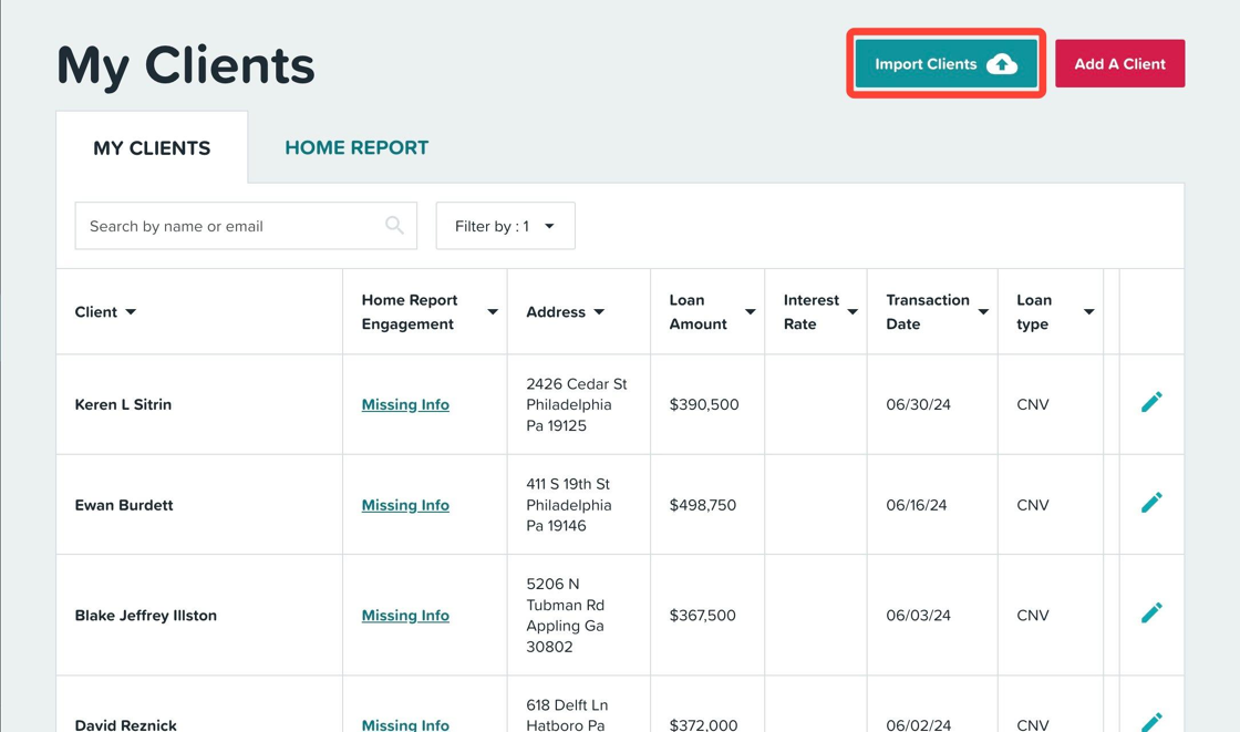 Bulk Upload your Clients in Home Report – ListReports