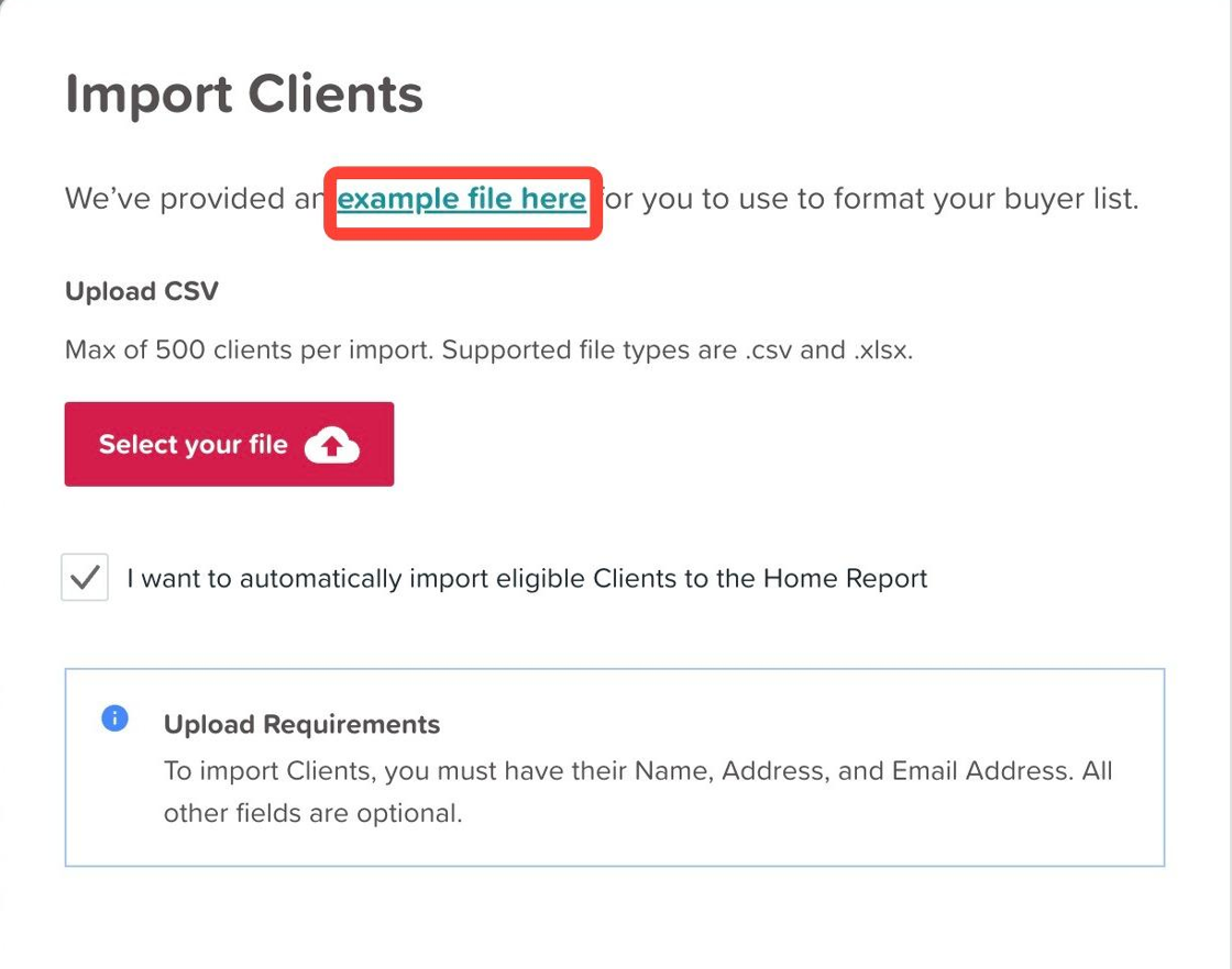 Bulk Upload your Clients in Home Report – ListReports